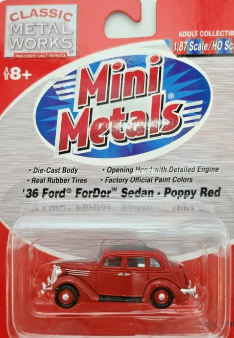 Classic Metal Works 30197 HO Mini Metals Poppy Red 1936 Ford Fordor ...
